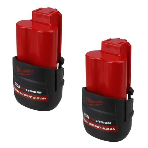 Milwaukee M12HB2.5 12V 2.5Ah High Output Battery (Pack of 2 ...