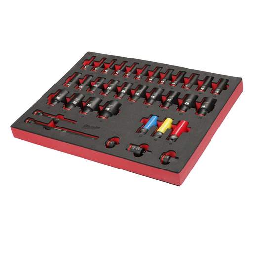 Milwaukee 34 Piece PACKOUT™ ½" Impact Socket Deep Set (4932493394) | CEF