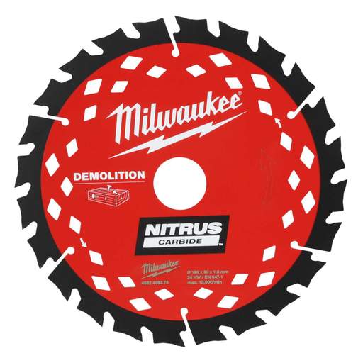 Milwaukee 190mm Nitrus Circular Saw Demolition Blade (4932499376) | CEF
