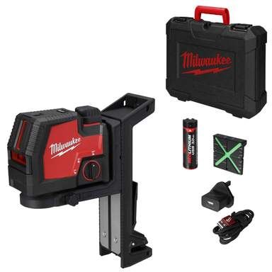 Milwaukee L4CLLP-301C Rechargeable Green Cross Line Laser Level ...
