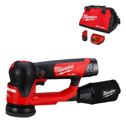 Milwaukee 12V FUEL™ 75mm Random Orbit Sander with 2 x 2.0Ah Batteries ...