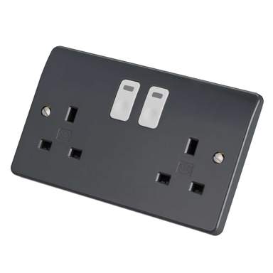 MK Logic Plus 13A 2 Gang Intelligent Switched Socket Grey (CS2747GRA) | CEF