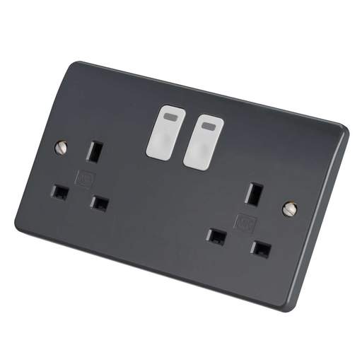 MK Logic Plus 13A 2 Gang Intelligent Switched Socket Grey (CS2747GRA) | CEF