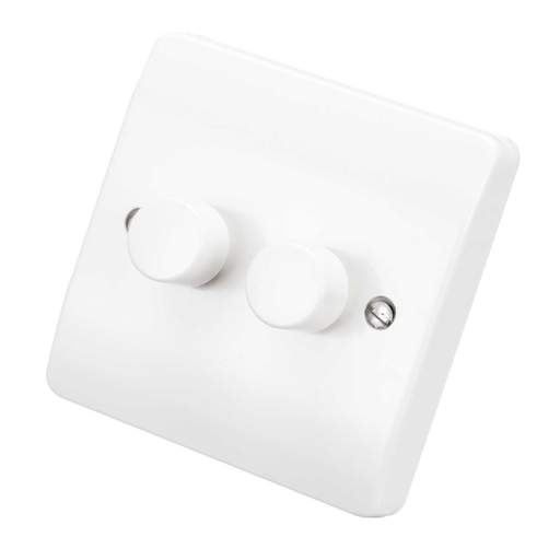 MK Logic Plus 300W/240VA 2 Gang 2 Way LED Intelligent Dimmer White ...