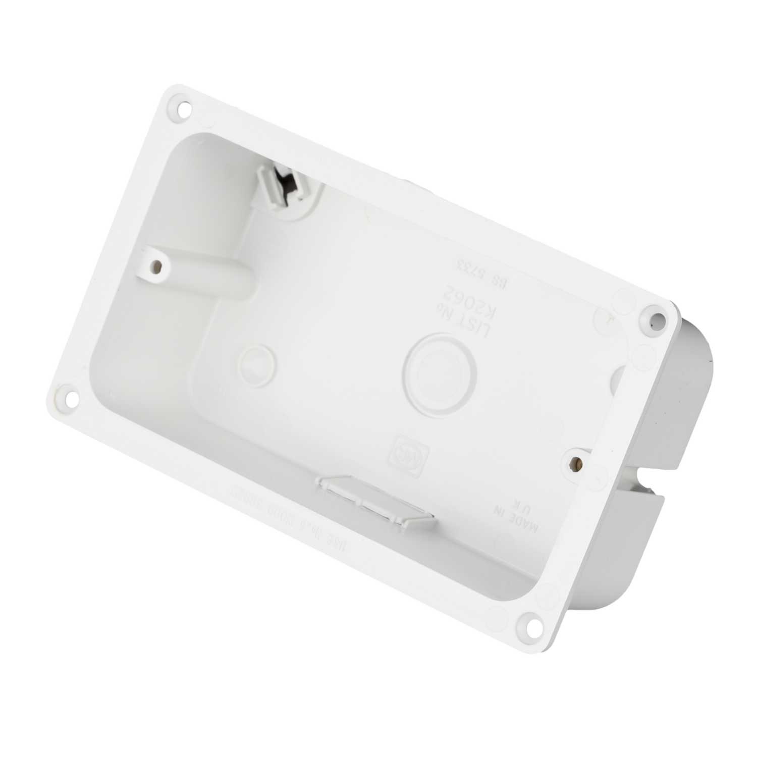 MK Logic Plus 2 Gang 45mm Flange Box White (K2062WHI) | CEF