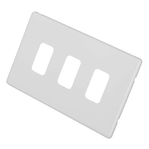 MK Aspect 3 Gang Grid Front Plate White (K24333WHI) | CEF