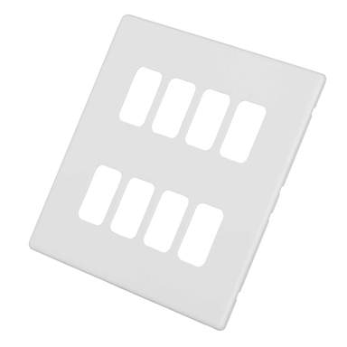 MK Aspect 8 Gang Grid Front Plate White (K24348WHI) | CEF