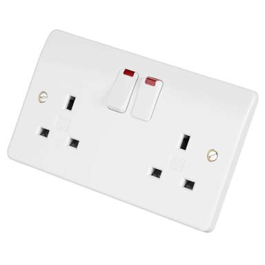 MK Logic Plus 13A DP 2 Gang Switched Socket with Neon White (K2647WHI ...
