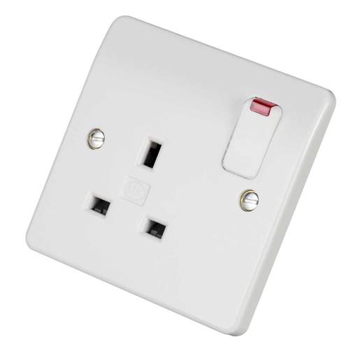 MK Logic Plus 13A DP 1 Gang Switched Socket with Neon White (K2657WHI ...