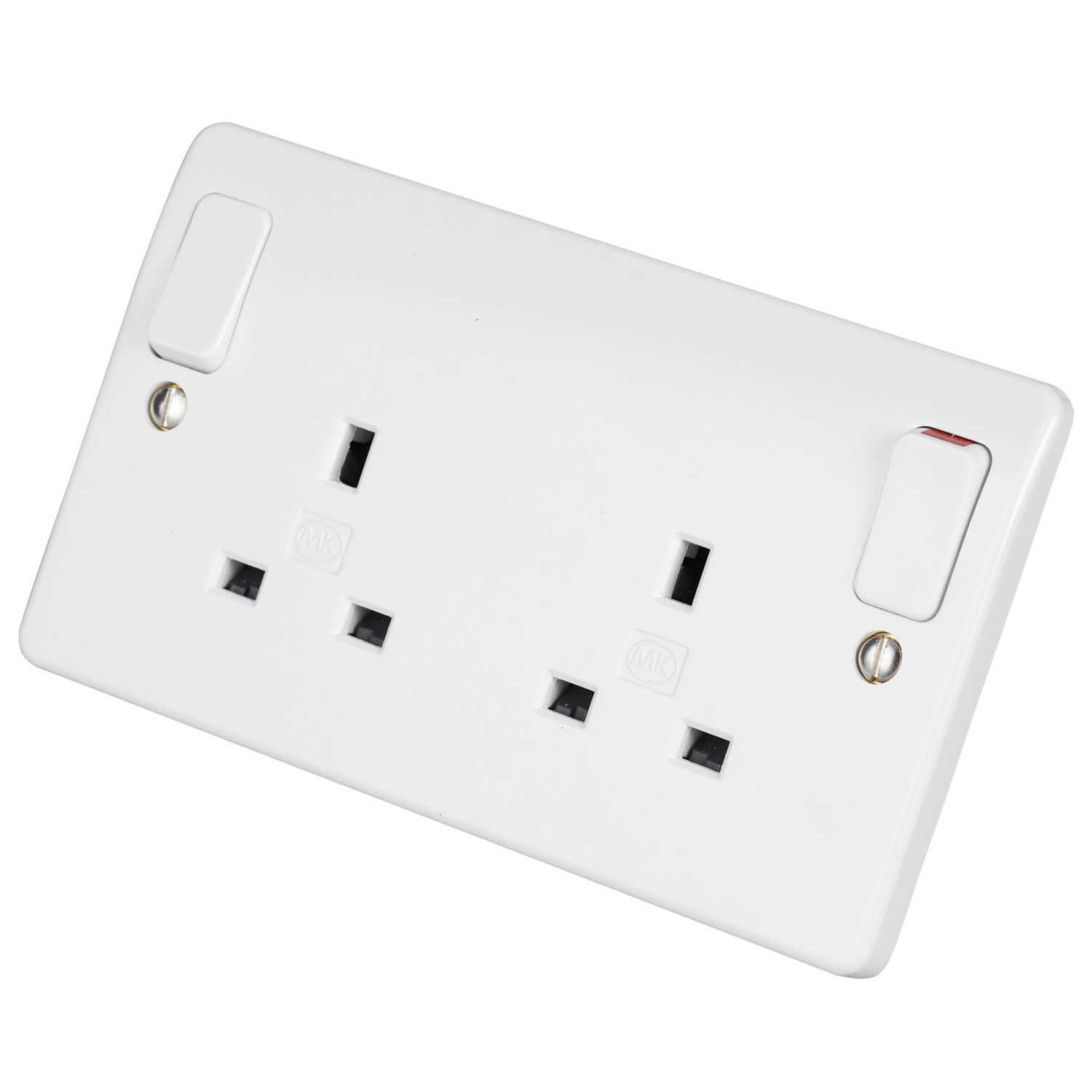 MK Logic Plus 13A DP 2 Gang Switched Socket with Clean Earth and ...