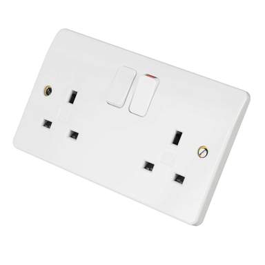 MK Logic Plus Rapid Fix 13A DP 2 Gang Switched Socket Screwless ...