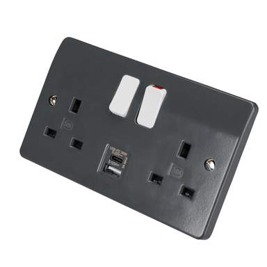 MK Logic Plus 13A 2 Gang Switched Socket with Type A / Type C Fast ...