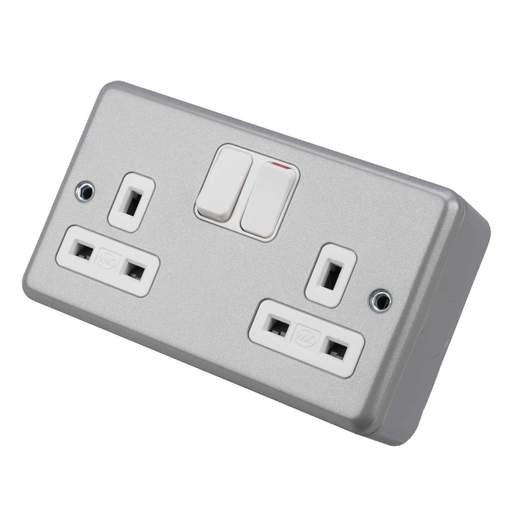 MK Metalclad Plus 13A DP 2 Gang Socket Metal Clad (K2946ALM) | CEF