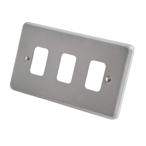 MK Grid Plus 3 Gang Grid Front Plate Metalclad (K3493ALM) | CEF