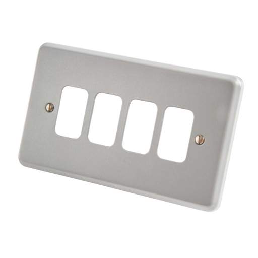MK Grid Plus 4 Gang Grid Front Plate Metalclad (K3494ALM) | CEF