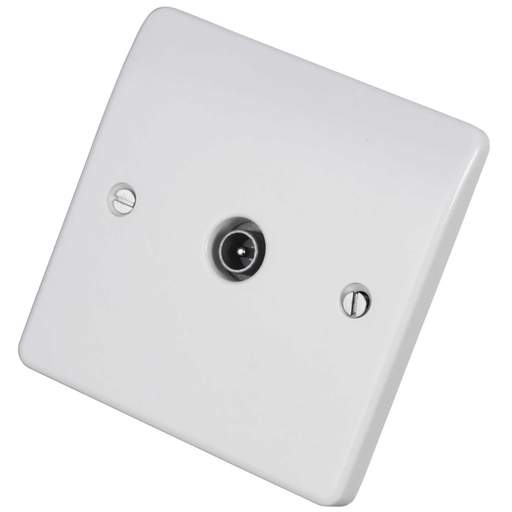 MK Logic Plus 1 Gang TV / FM Non Isolated IEC Male Coaxial Socket White (K3550WHI) | CEF