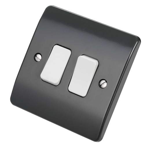 MK Logic Plus 10A 2 Gang 2 Way Light Switch Graphite (K4872GRA) | CEF
