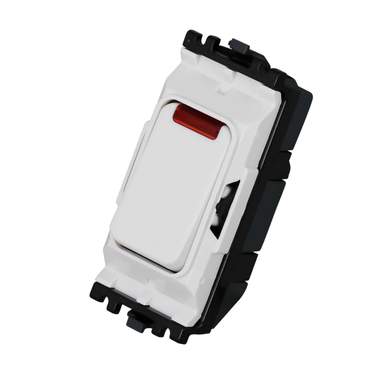 MK Grid Plus 20A Double Pole 1 Way Grid Switch with Neon (K4896NWHI) | CEF