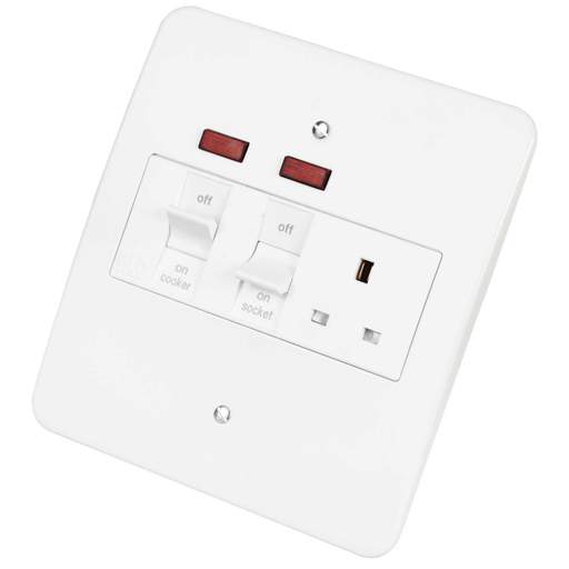 MK Logic Plus 45A DP Cooker Control Unit with Neon White Metal Flush ...