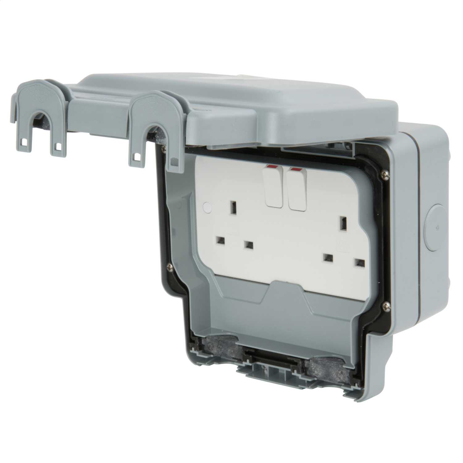 MK Masterseal Plus 13A 2 Gang Weatherproof Switched Socket IP66 Grey ...