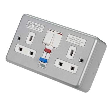 MK Sentry Socket 13A 2 Gang Active RCD Socket Metal Clad (K6231ALM) | CEF