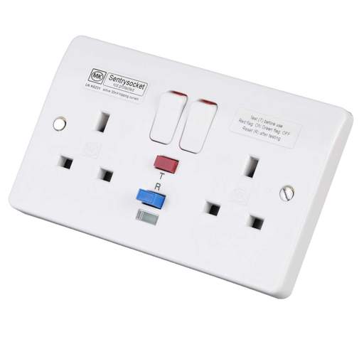MK Sentry Socket 13A 2 Gang Active RCD Protected Socket White (K6231WHI ...