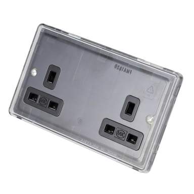 MK Dimensions 13A 2 Gang Unswitched Socket Module Black (MH4781BLKC) | CEF