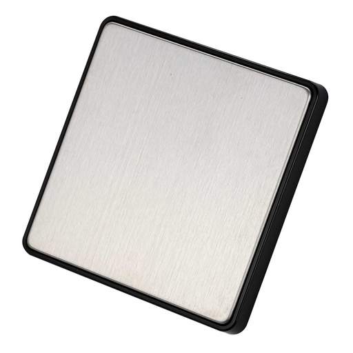 MK Dimensions 1 Gang Blank Plate Black Trim Brushed Stainless Steel ...
