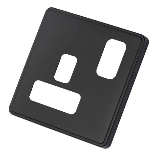 MK Dimensions 1 Gang Switched Socket Front Plate Matt Black (MHFP014MBK ...