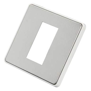 MK Dimensions 1 Gang 1 Euro Module Front Plate White Trim Brushed ...
