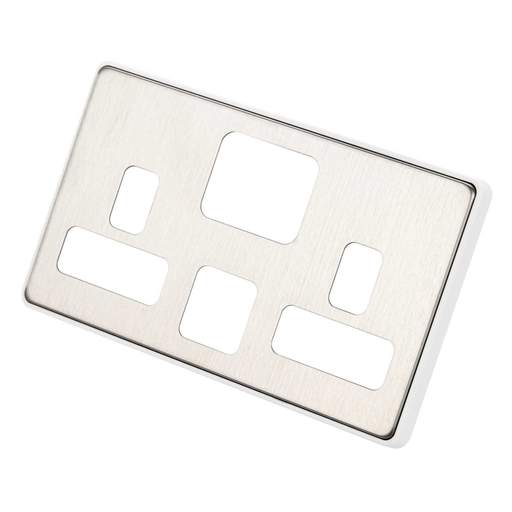 MK Dimensions 2 Gang Switched Socket with USB Front Plate White Trim ...