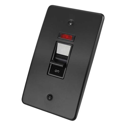 MK Albany Plus 50A DP 2 Gang Vertical Switch with Neon Matt Black ...