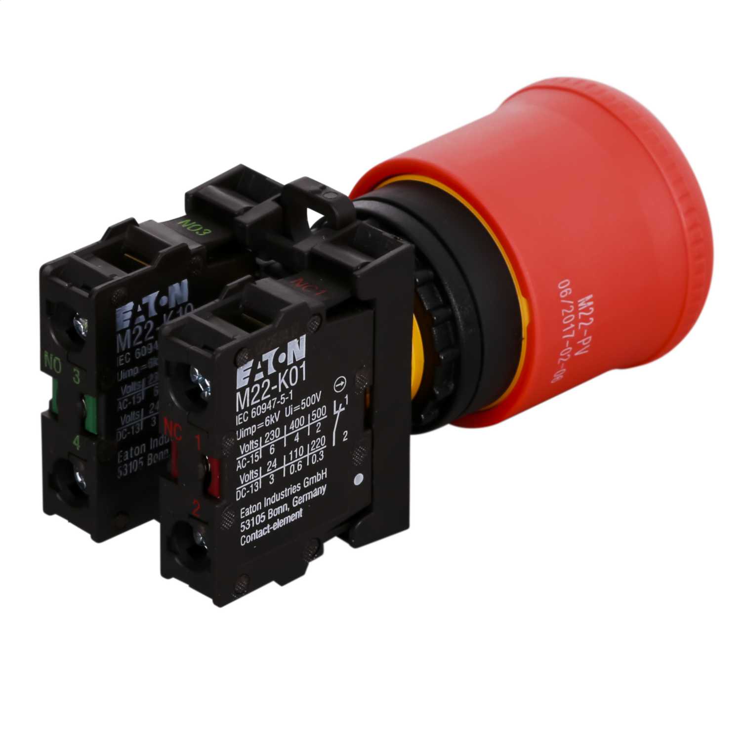 Moeller M22-PV/K01 Emergency Stop Pull Release 1NO + 1NC Pushbutton Red (216516) | CEF