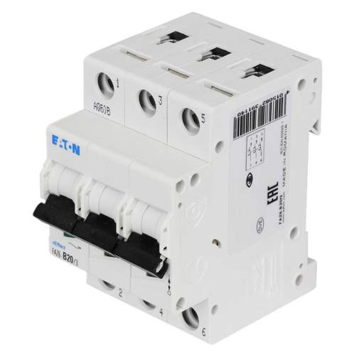 Moeller FAZ6-B20/3 20A Triple Pole 6kA B Curve MCB (239114) | CEF