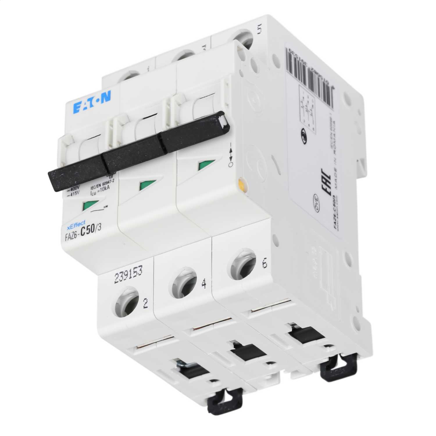 Moeller FAZ6-C50/3 50A Triple Pole 6kA C Curve MCB (239153) | CEF