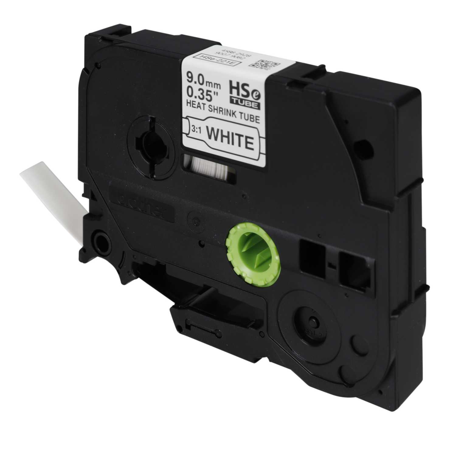 Brother 9mm x 1.5m Heatshrink Label Cartridge Black on White (HSE-221E ...