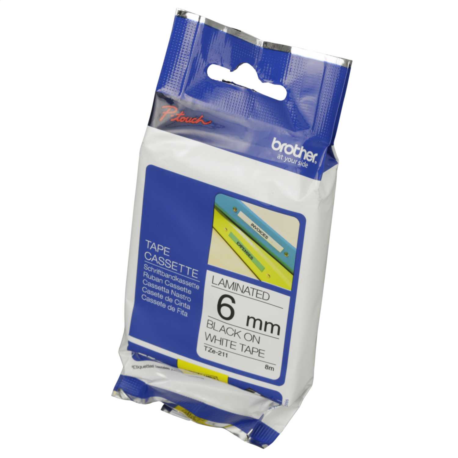 Brother 6mm x 8m Label Cartridge Black on White (TZE-211) | CEF