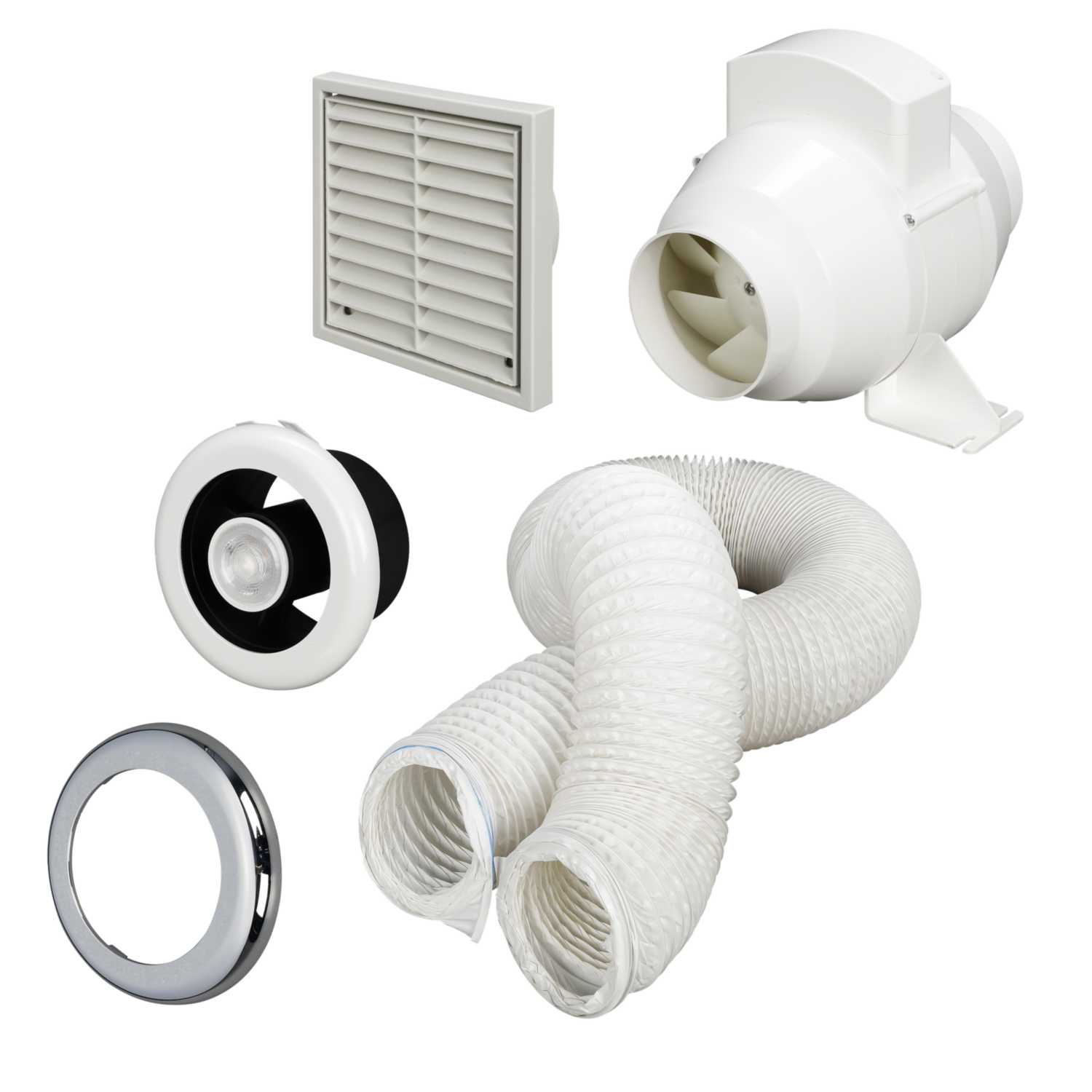 National Ventilation Monsoon 4" In-Duct Mixed Flow Shower Fan / LED ...