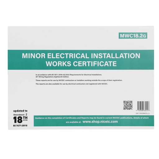 Minor Electrical Installation Works Certificate ( CNICMWC18_3G ) | CEF