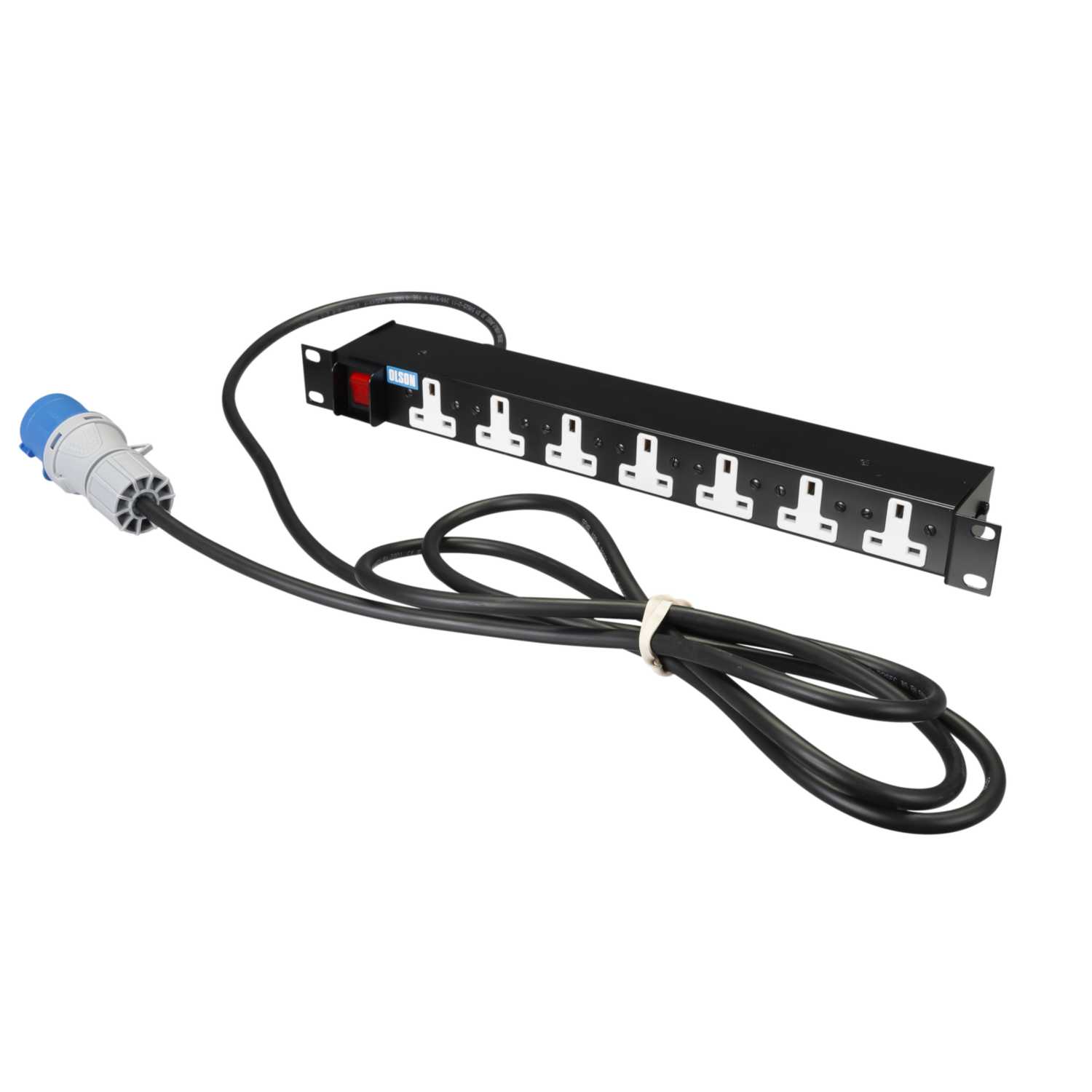 Olson 7 Way 19" Horizontal Rack Mounted PDU with 16A Plug (13A1U/07/MS ...