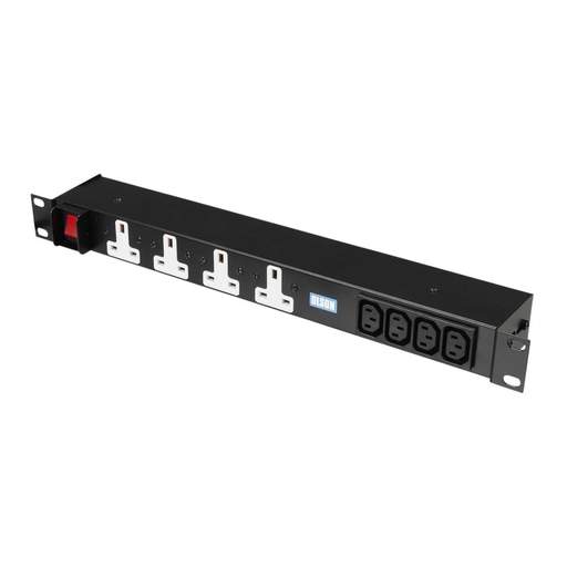 Olson 8 Way 1U 19'' Horizontal 4 x UK 13A and 4 x C13 10A Rack Mounted PDU (13A1U/4-4/MS/13) | CEF