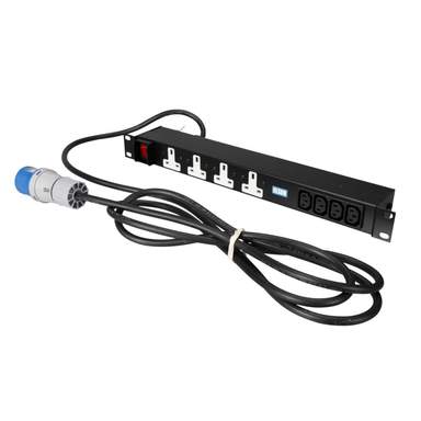 Olson 8 Way 1U 19'' Horizontal 4 x UK 13A and 4 x C13 10A Rack Mounted PDU + 16A Plug (13A1U/4-4 ...