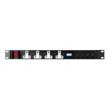 Olson 8 Way 1U 19'' Horizontal 4 x UK 13A and 4 x C13 10A Rack Mounted PDU + 16A Plug (13A1U/4-4 ...