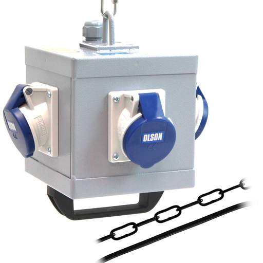 Olson 16A 4 Way Suspended Socket Service Unit with Cable and Chain ...