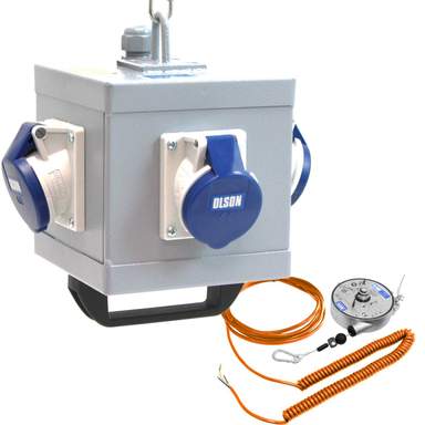 Olson 16A 4 Way Suspended Socket Service Unit with Cable and Retractor (BSUS16/04/CABLE/RETRACT ...