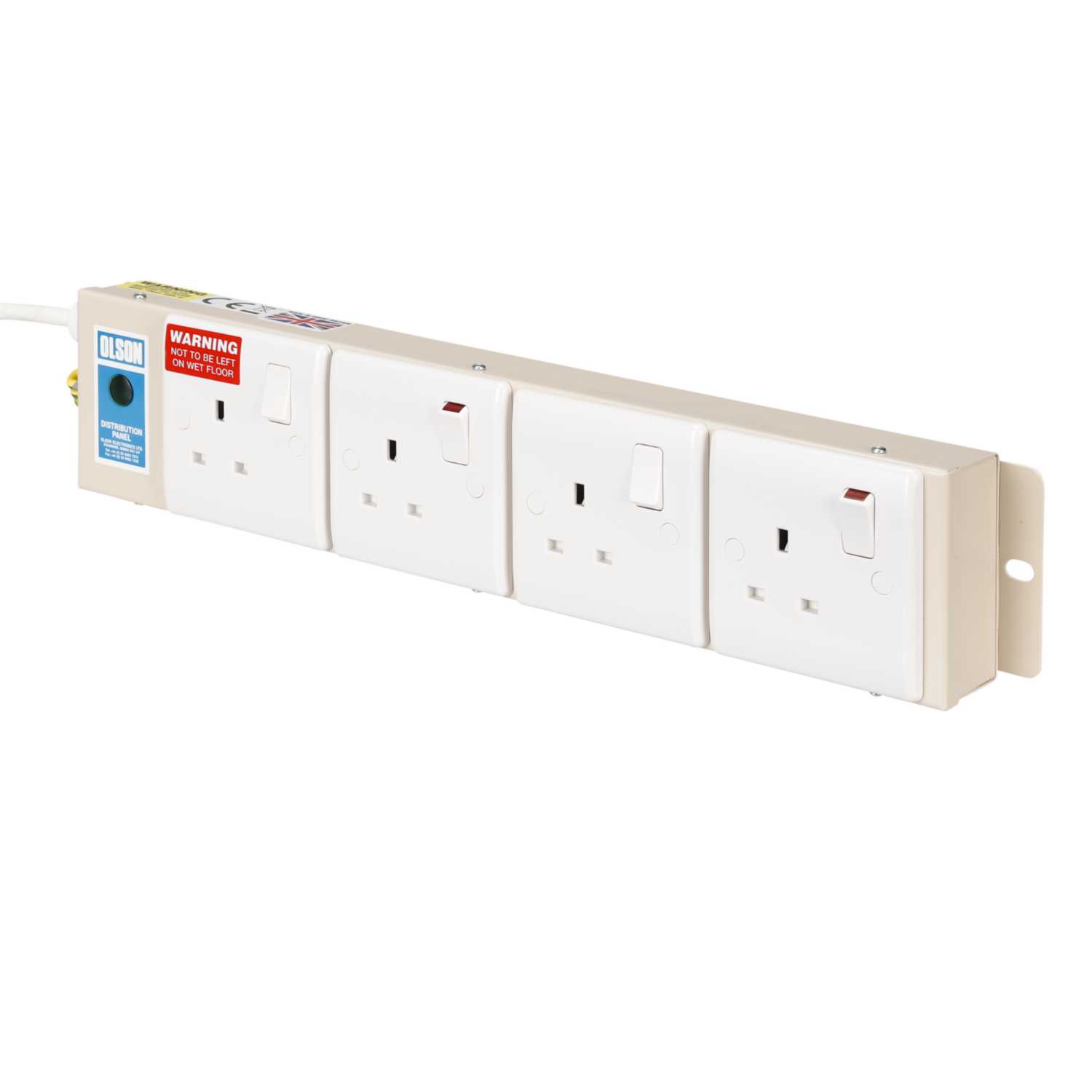 Olson 13A 4 Way Hospital Grade Switched Socket with Neon Flat Box PDU ...