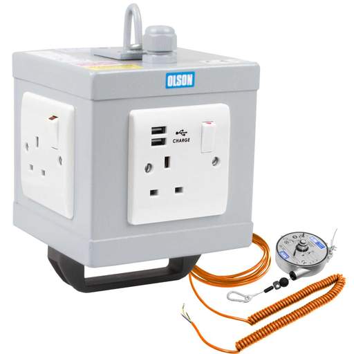 Olson 13A 4 Way Socket with Twin USB O/Lets Suspended Service Unit ...