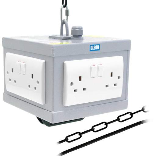 Olson 13A 8 Way Switched Socket Suspended Service Unit with Cable and ...