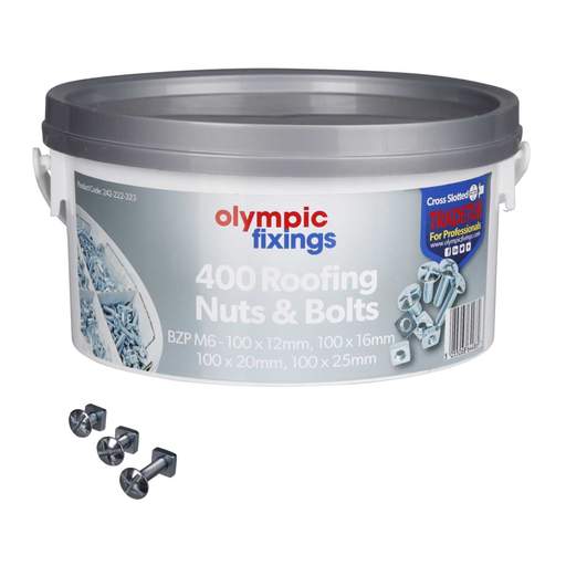 Olympic Fixings M6 Roofing Nuts and Bolts Trade Tub (Tub of 400) (242 ...
