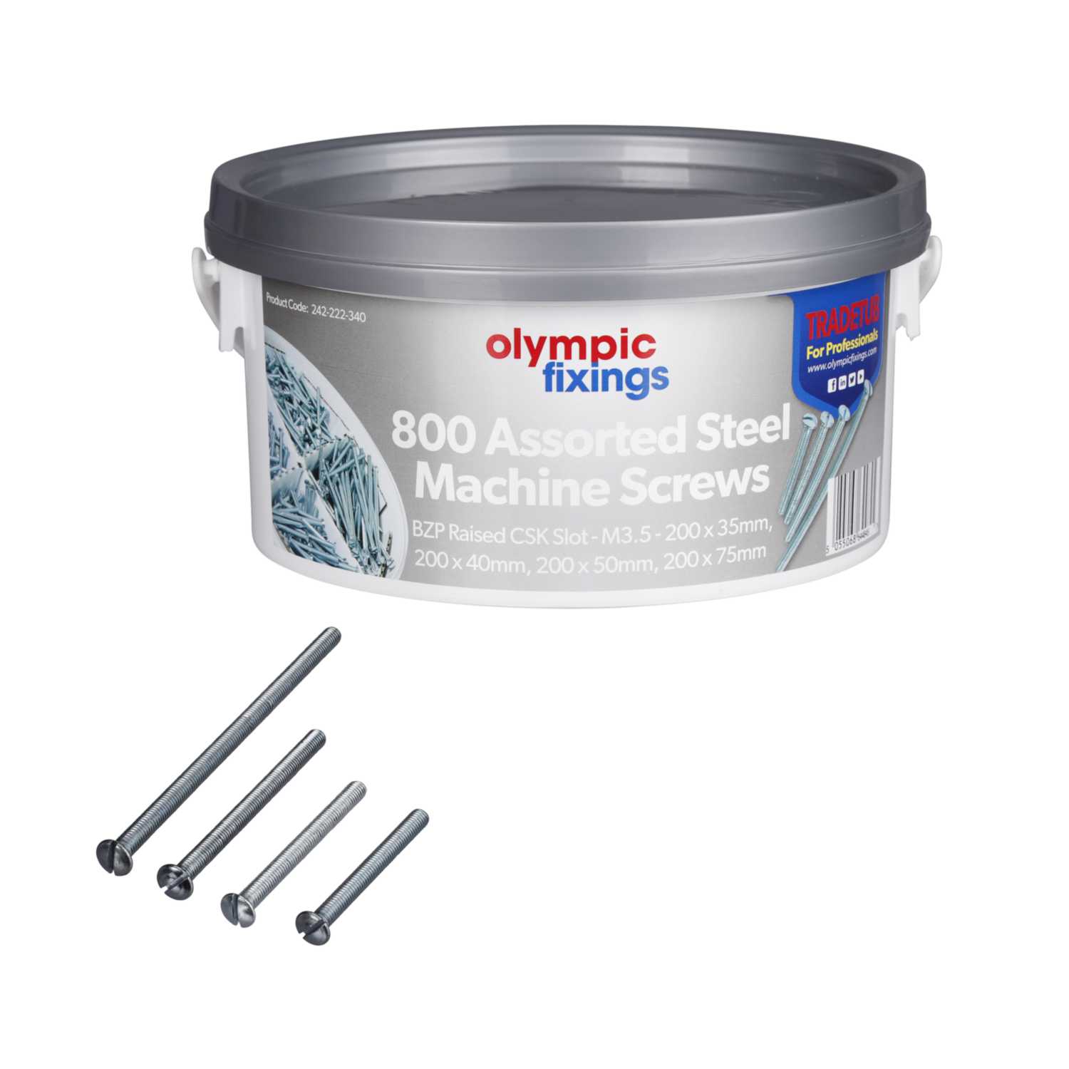 Olympic Fixings M3.5 Steel Machine Screws Trade Tub (Tub of 800) (242 ...
